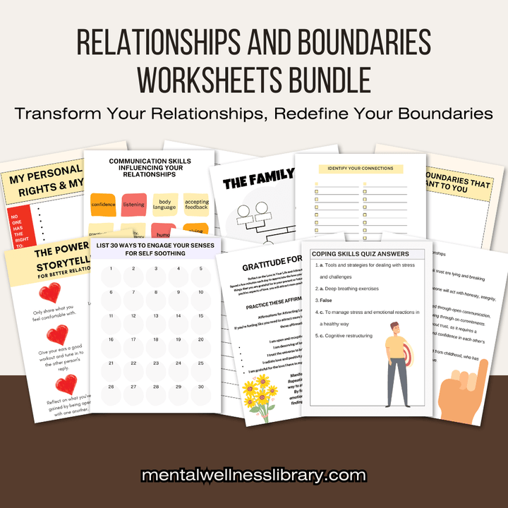 Relationships and Boundaries Worksheets Bundle – mentalwellnesslibrary